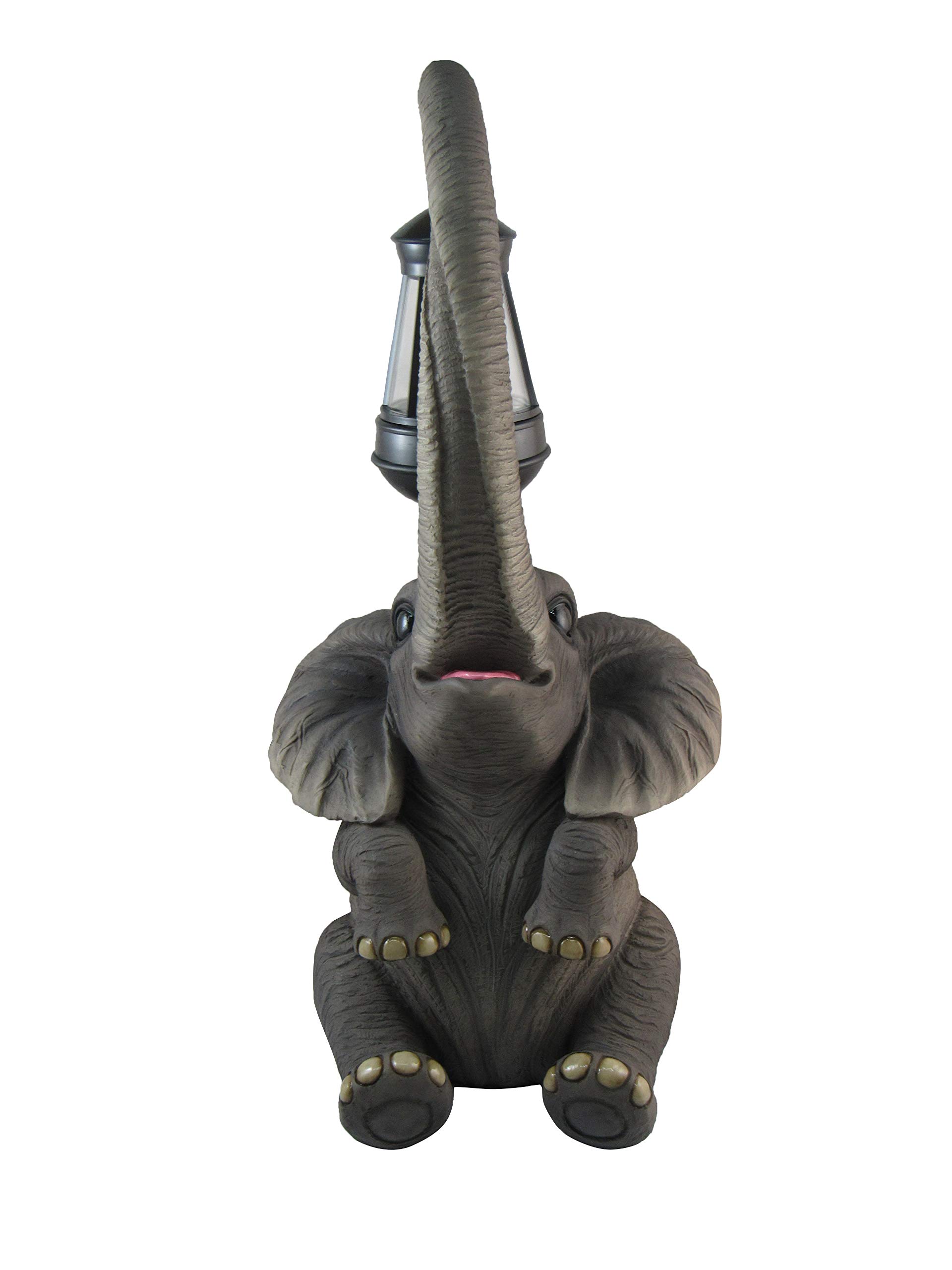 DWK "Lucy Solar Baby Elephant Lantern | Front Porch Decorations for The Home | African Patio and Garden Sculptures | Yard Art | Statues and Figurines - 17"…