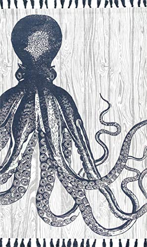 nuLOOM Thomas Paul Printed Octopus Over Board Tassel Area Rug, 5' x 8', Ivory