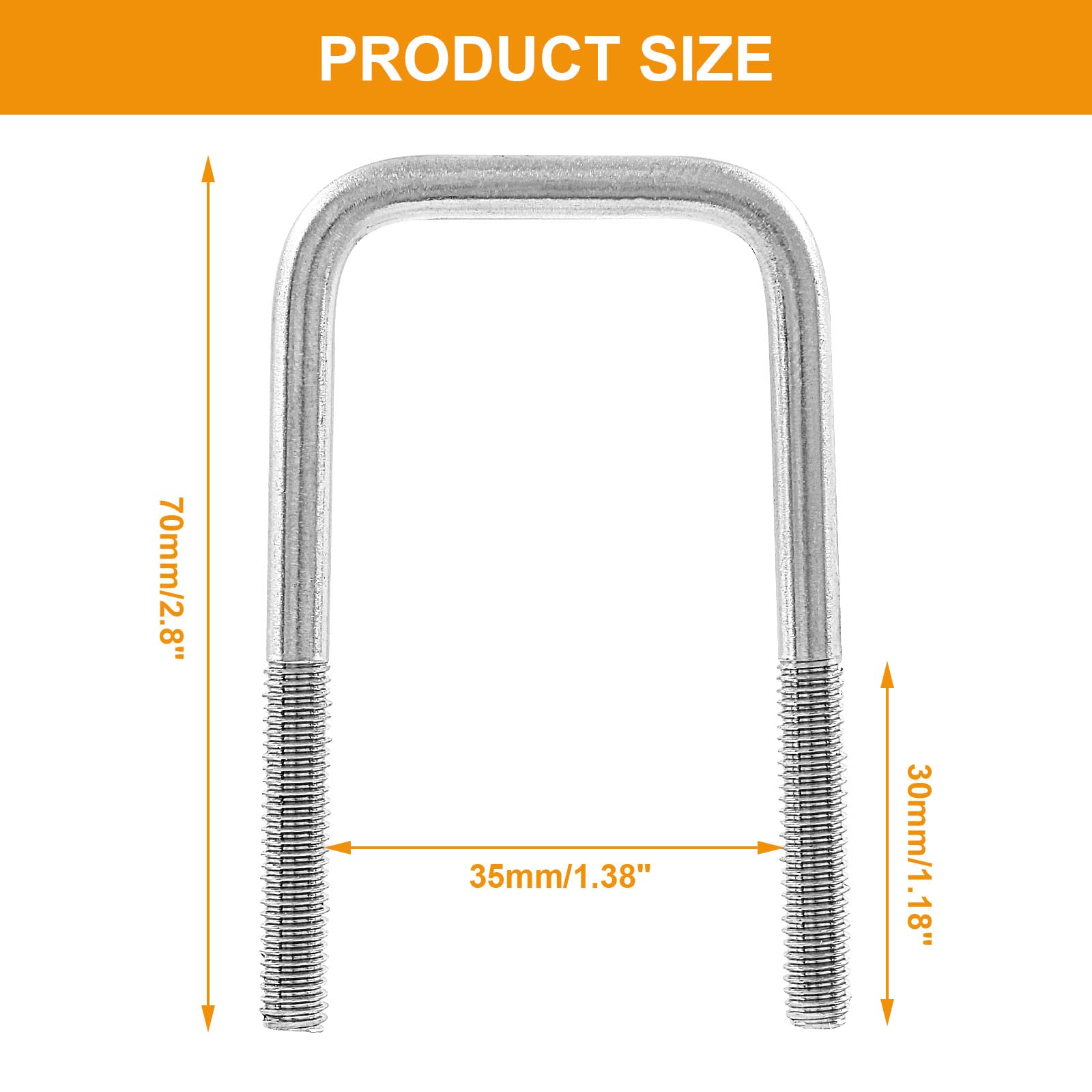BokWin 4PCS M6x35x75mm Stainless Steel Square U-Bolt Tie Down U Bolt with Frame Plate and Nuts