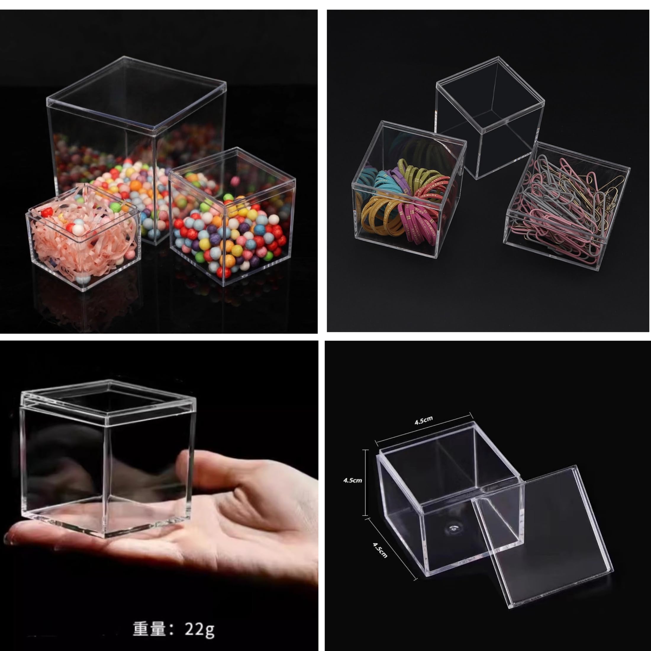 Small Acrylic Box, Clear Box with Lid 2 Pack Transparent Display Box Plastic Square Cube Containers Storage Box 3.7x 2.5x2.2 Inch for Candy Pill and Tiny Jewelry Storage Decorative Boxes