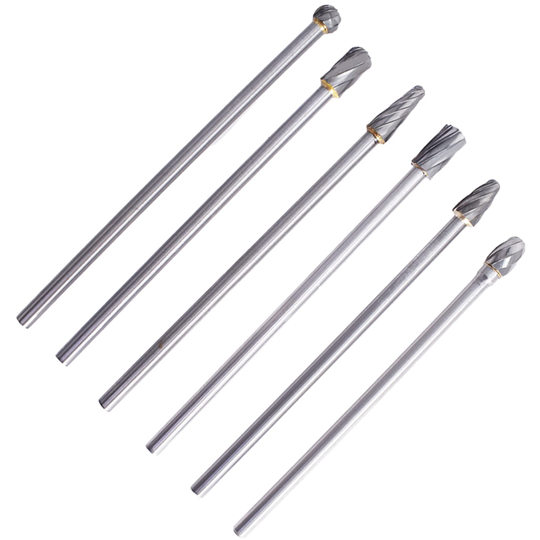 marddpair 6Pcs 6MM(1/4 Inch) Shank 10MM Head 150MM Length Carbide Alloy Rotary Burr Set Fit Rotary Tool for Woodworking, Drilling, Metal Craving, Engraving, Polishing