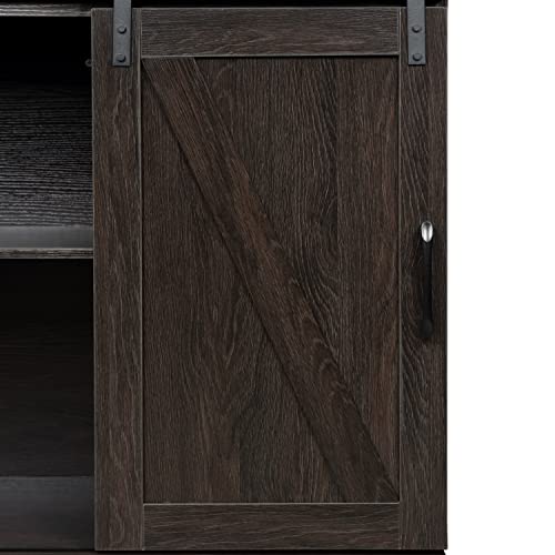 Finnhomy Farmhouse Sideboard Buffet Cabinet with Sliding Barn Door, Kitchen Storage Cabinet, Coffee Bar Cabinet, Accent Cabinet, 31.5X 15.75 x 34.65Inch, Dark Gray