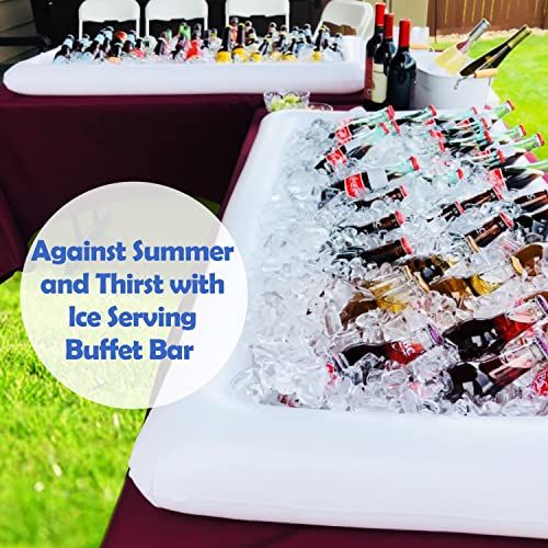 Novelty Place Inflatable Ice Serving Buffet Bar with Drain Plug - Salad Food & Drinks Tray for Party Picnic & Camping (Pack of 3)
