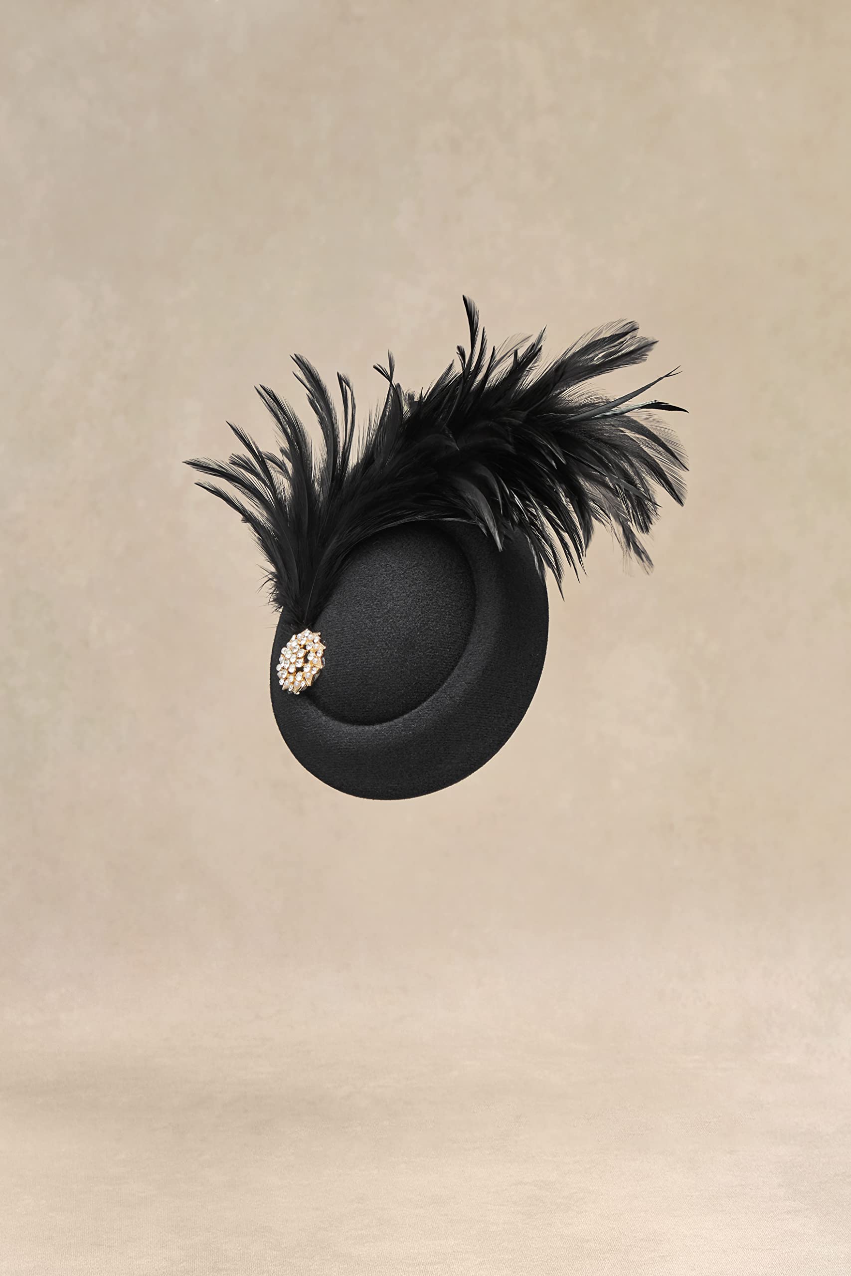 BABEYOND Fascinator Hat for Women Tea Party Kentucky Derby Fascinator Hat Pillbox Hat Peacock Feather Fascinator (Black)