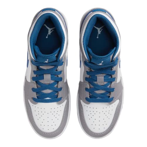 Jordan 1 Mid Grade School Big Kids Cement Grey/White-True Blue DQ8423-014 (us_Footwear_Size_System, Big_Kid, Numeric, Medium, Numeric_7)