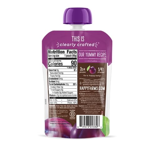 Happy Baby Organics Clearly Crafted Stage 1 Baby Food 1 Prunes 3.5 Ounce (Pack of 8)