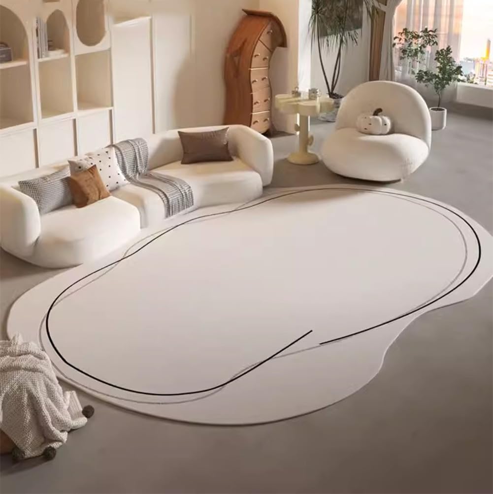 Black White Boho Shag Irregular Shaped Modern Rug for Living Room Bedroom Diningroom Ombre Texture Washable Area Rug Office Kitchen Hallway Faux Wool 6x8 Carpet