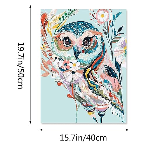 DIY Paint by Numbers for Kids & Adults & Beginne,DIY Canvas Painting Gift Kits for Home Decoration,Rainbow Owl Home Wall Decor 16x20''(Without Framed)