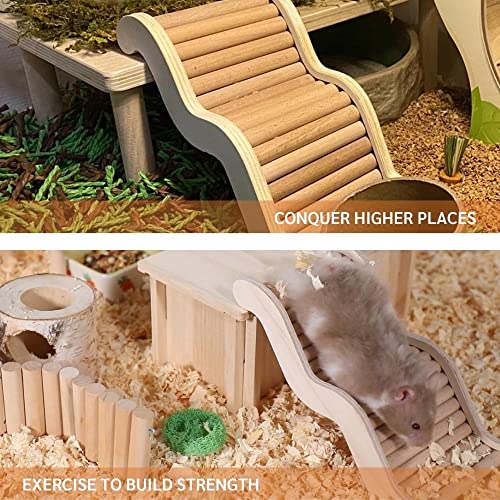 JanYoo Hamster Climibing Toys Ladder Bridge Ramp Chew Toy Wooden for Hamsters Gerbils Rat Small Animals Cage Accessories