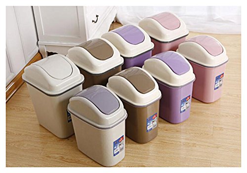 OUUD Plastic Swing-Top Waste Can Trash Can with Swing Lid, 2.2 Gallon /10L (Purple)