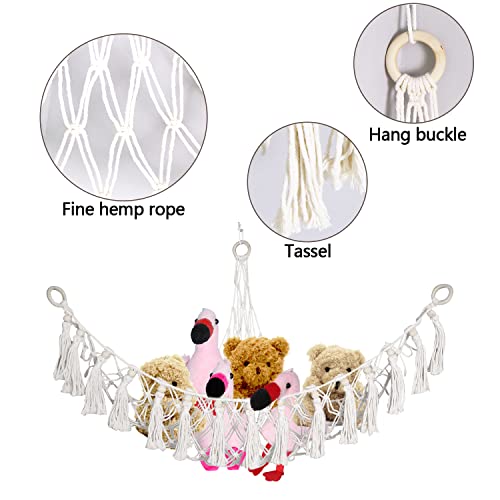 weiyuanhaoda Hanging Stuffed Animal Hammock,Stuffed Animal Net Or Hammock,Handmade Stuff Animal Organizer Storage With Boho Macrame Style,Corner Toy Net For Stuffed Animals.