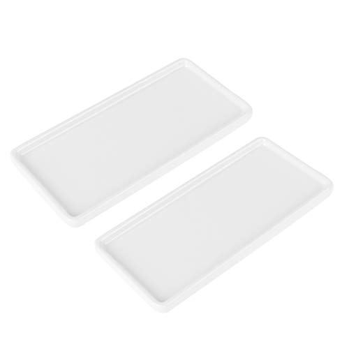 DOITOOL Ceramic Vanity Tray Small , 2 Pcs White Bathroom Tray Bathroom Storage Trays, Bathtub Tray Rectangular Cosmetics Holder for Tissues, Candles, Towel, Soap, Jewelry, Perfume (White)