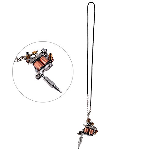 Tattoo Gun Necklace,Mini Tattoo Machine Necklace,Tattoo Supply Pendant Gift,Portable Tattoo Supply Gun Keychain Metal Alloy Key Ring