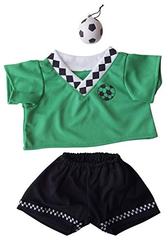 Green Soccer Uniform Outfit Teddy Bear Clothes Fits Most 14" - 18" Build-a-Bear and Make Your Own Stuffed Animals