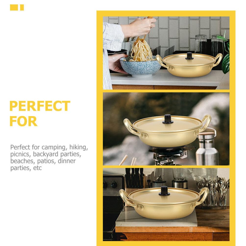 Korean Ramen Pot Noodle Cooker Lid Fast Heating Double Handle Instant Noodles Pasta Cookware