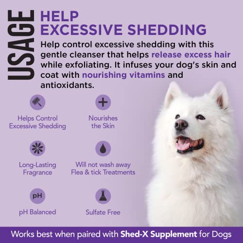 Shed-X Shed Control Shampoo for Dogs, 16 oz β Reduce Shedding β Shampoo Infuses Skin and Coat with Vitamins and Antioxidants to Clean, Release Excess Hair, and Exfoliate