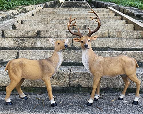 JHVYF Resin Deer Statue Home Office Decor Animal Figurine Decorations Lawn Decor Garden Sculpture -20" H Standing Deer + 14" Standing Doe