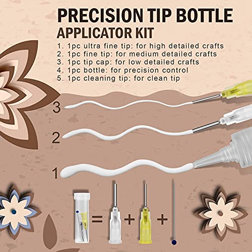 OBSEDE Craft Glue Dries Clear Art Adhesive 4fl oz/120ml with Fine Metal Tip Bottle Applicator Kit for DIY Crafts Glitter Paper Card Decoupage Scrapbooking