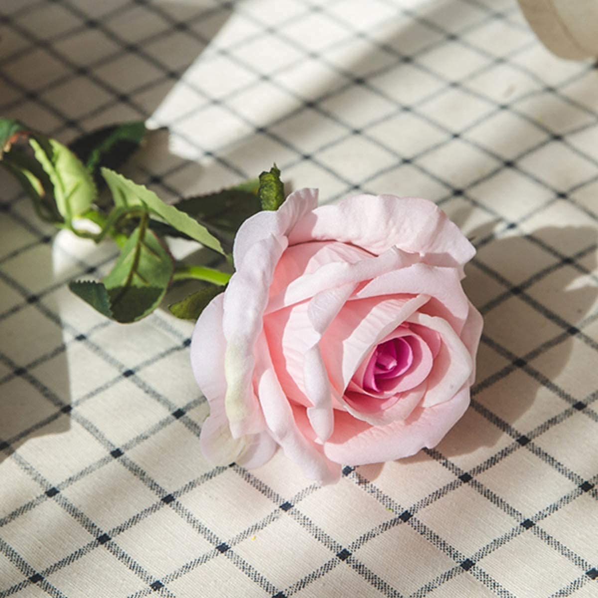 Louiesya Artificial Flowers Bouquet Silk Roses 6 Pcs Fake Flowers Real Touch Bridal Wedding Bouquet for Home Garden Party Floral Decor(Light Pink)