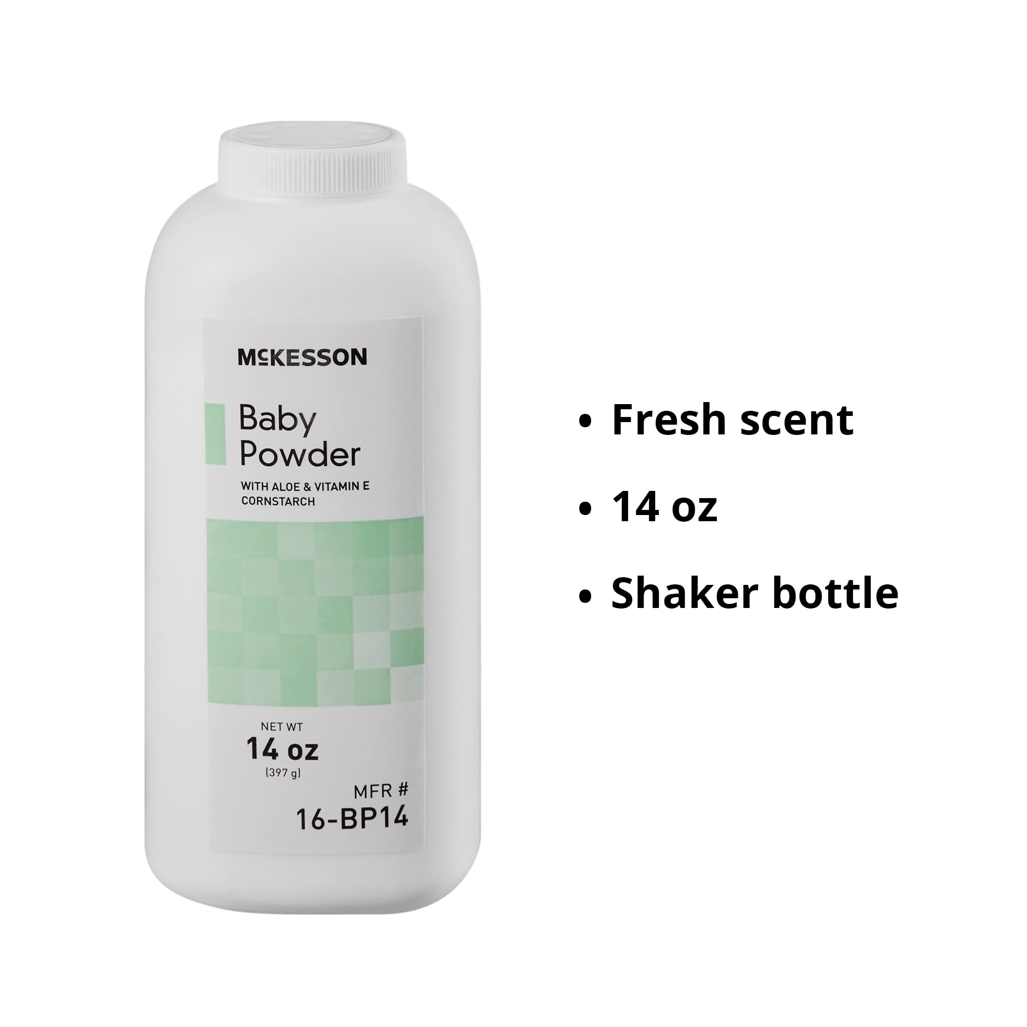McKesson Baby Powder - Cornstarch, with Aloe and Vitamin E - Fresh Scent, 14 oz, 1 Count