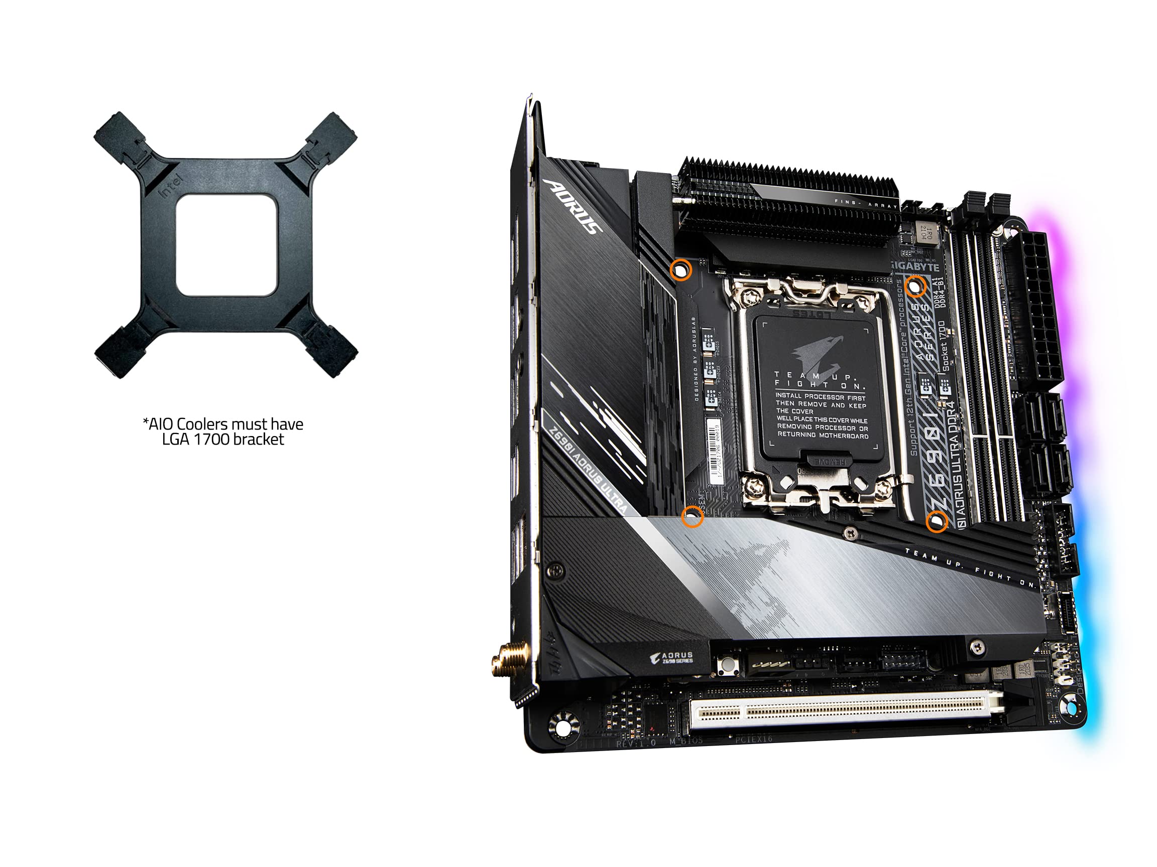 GIGABYTE Z690I AORUS Ultra DDR4 (LGA 1700/ Intel Z690/ Mini-ITX/ DDR4/ Dual M.2/ PCIe 5.0/ USB 3.2 Gen2X2 Type-C/WiFi 6/ Intel 2.5 GbE LAN/Gaming Motherboard)