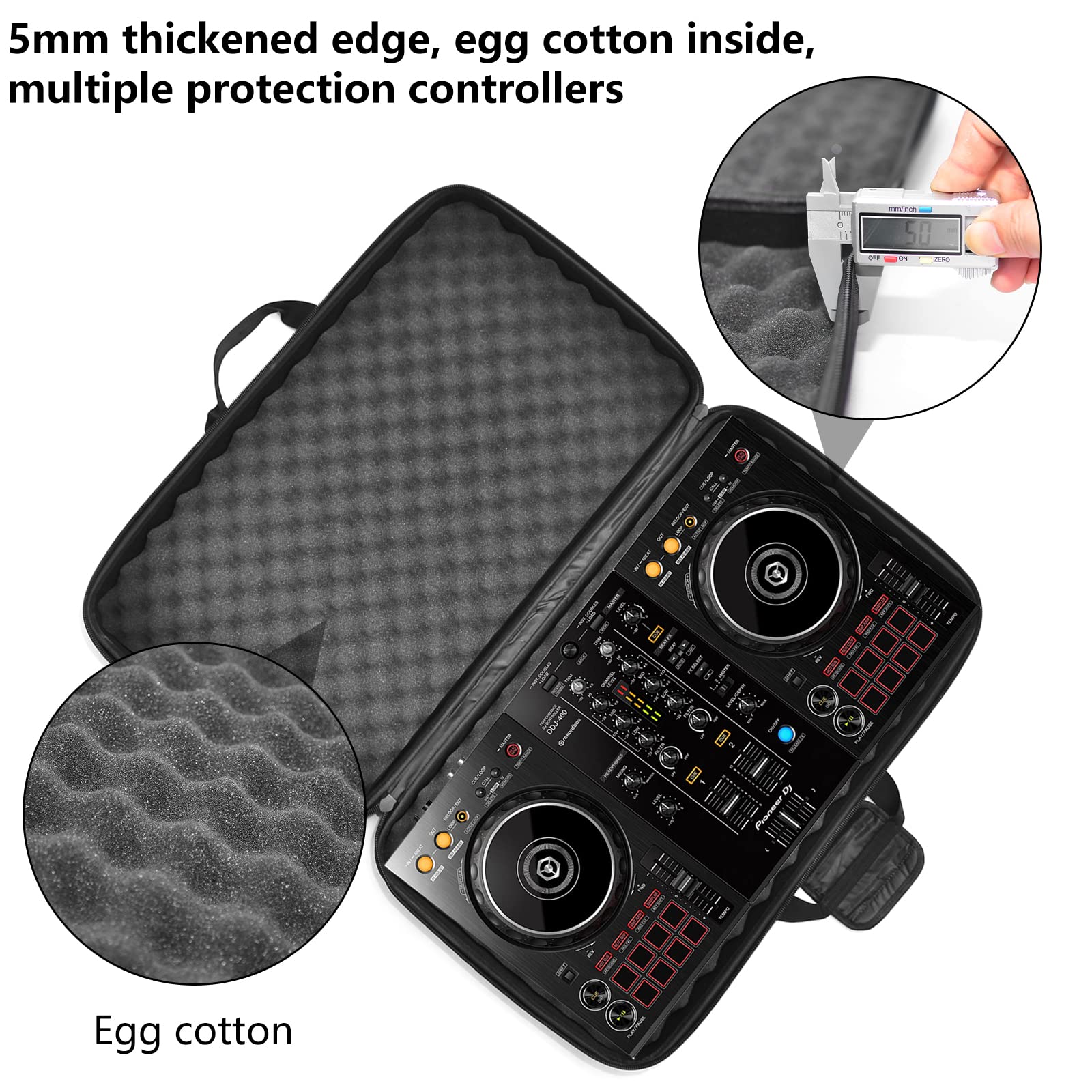 ITHWIU Lightweight Molded Hard Storage Case Fits for Pioneer RX, SX, SX2, SX3, Denon MC7000, FLX6 (L-27.2x 15.7 x 4 Inch)