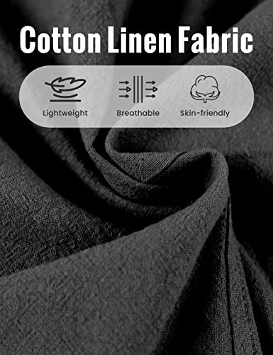 Fiona Jolin Women's Summer Cotton Linen Short Overalls Casual Bib Overall Shorts Rompers with Pockets (Black-Large)