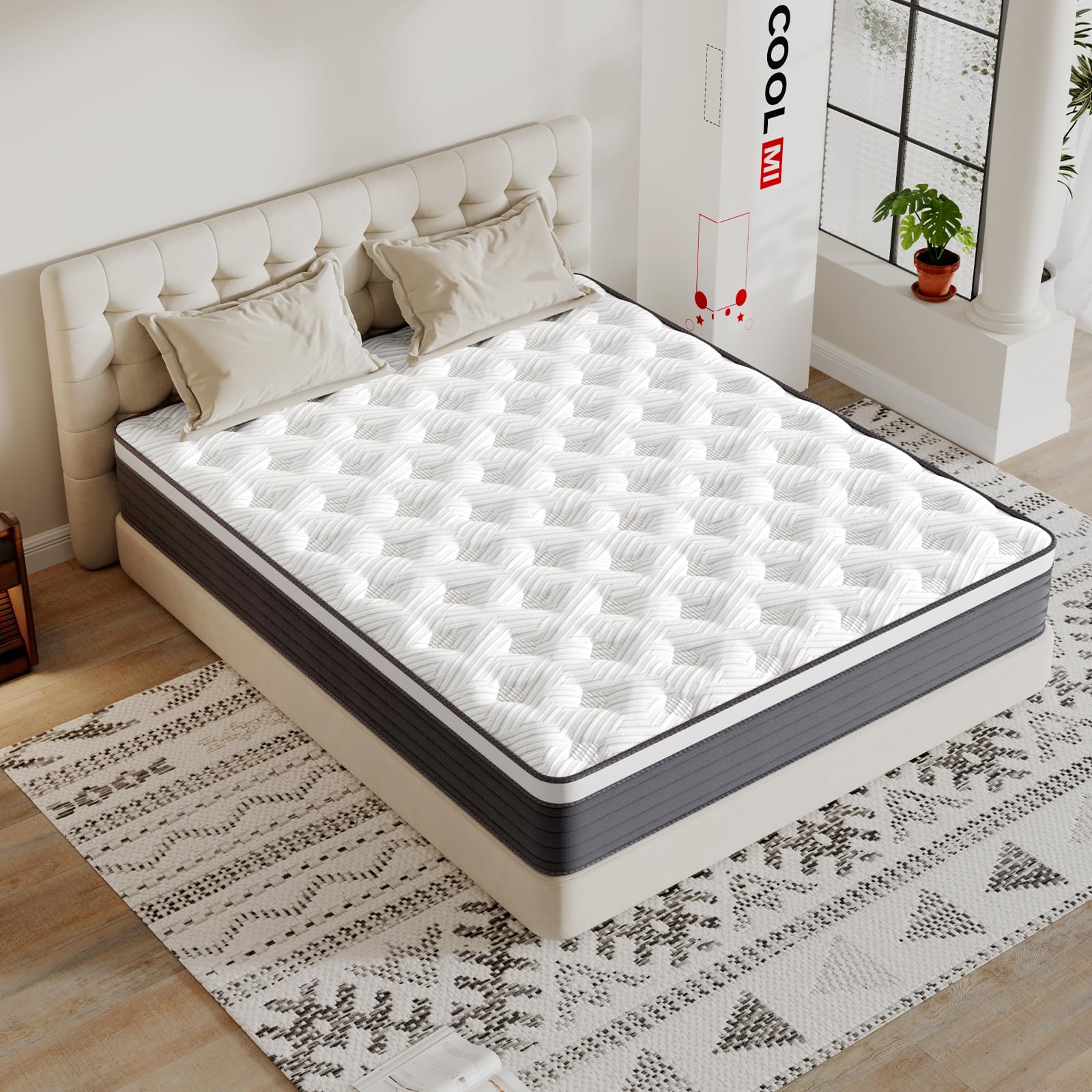 COOLMI Full Mattress, 12 Inch, Pressure Relief, Protecting Spine, Silent Sleep, Soft and Comfortable Medium Firm Memory Foam, CertiPUR-US.