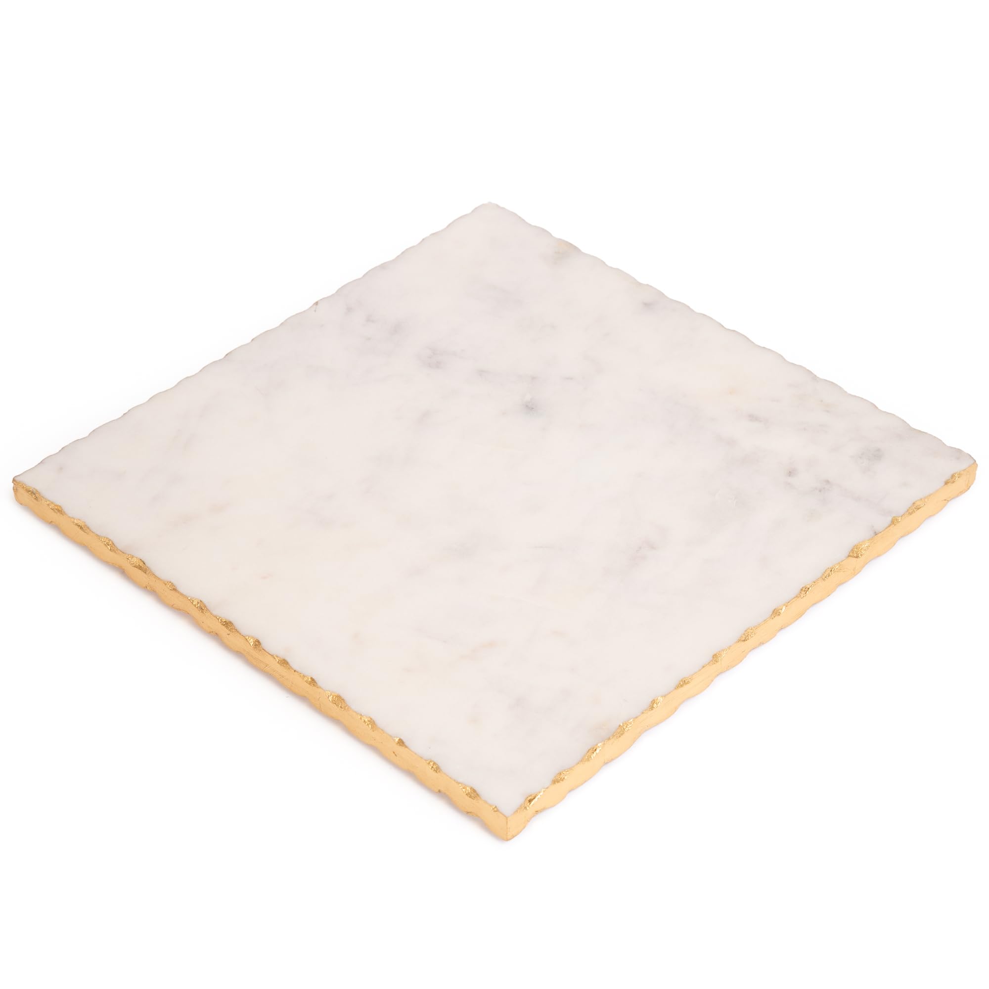 ecstassy Marble Cheese Server Square 11.25 Inches: 100% Natural Marble Charcuterie Board | Cheese Board | Marble Serving Platter | Cup Cake Platter with Gold Foiling