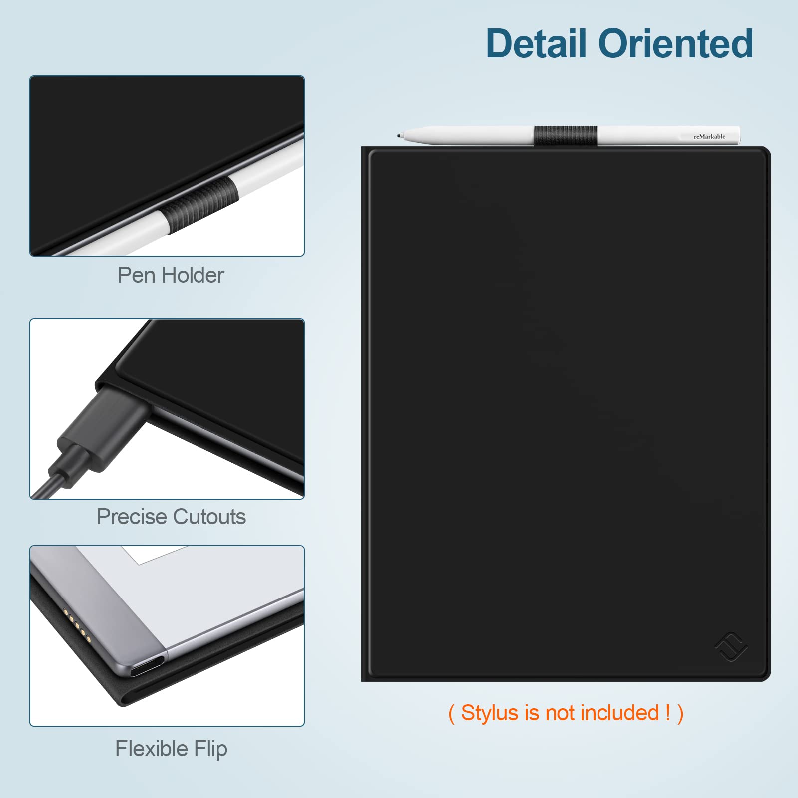 Fintie Slim Case for Remarkable 2 Digital Paper Tablet 10.3 inch (2020 Released) - Premium PU Leather Lightweight Book Folio Cover with Pen Holder, Not Fit Remarkable 1, Black