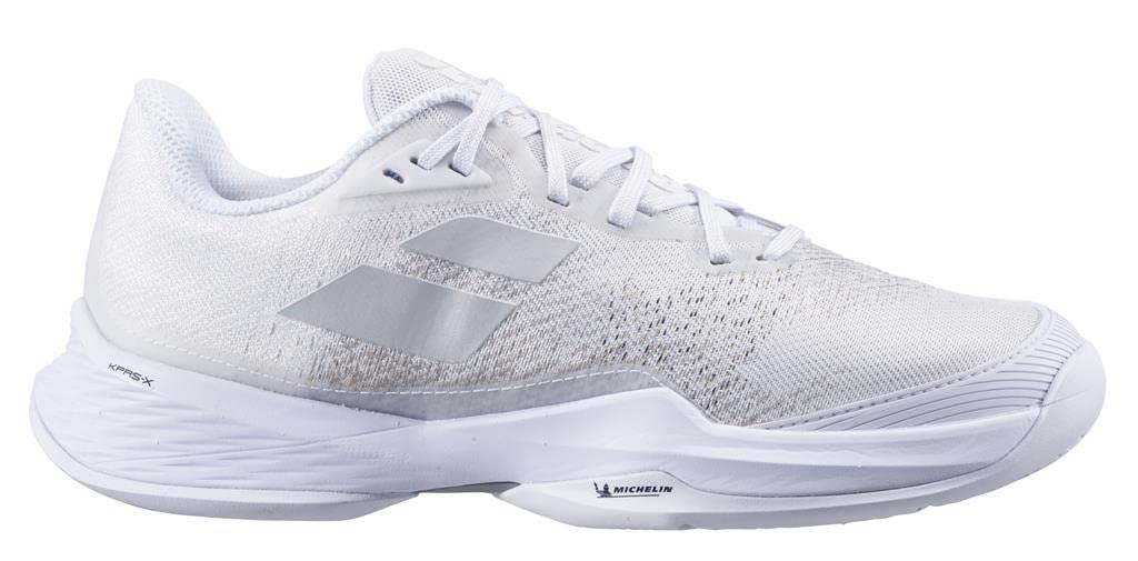 Babolat Women's Jet Mach 3 All Court Tennis Shoes, White/Silver (US Size 9.5)