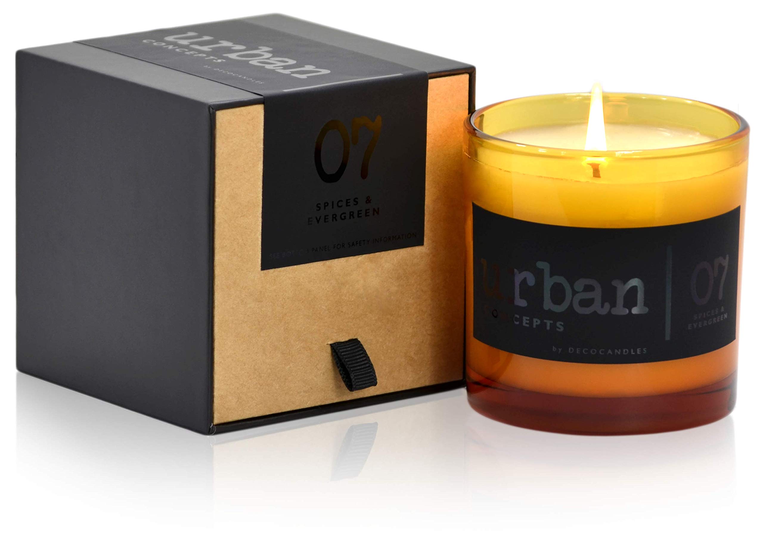 Urban Concepts by DECOCANDLES - Spices & Evergreen - Highly Scented Soy Candle - Long Lasting - Hand Poured in USA (9 Oz.)