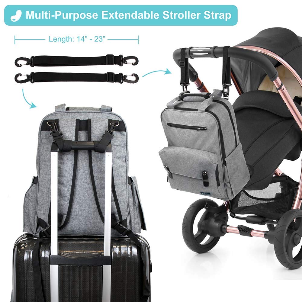 Baby Backpack Diaper Bag | Large Capacity Multi-Functional Travel Nappy Bag for Maternity Mom Dad with Changing Pad, Insulated Pockets, Stroller Straps (Light Grey)