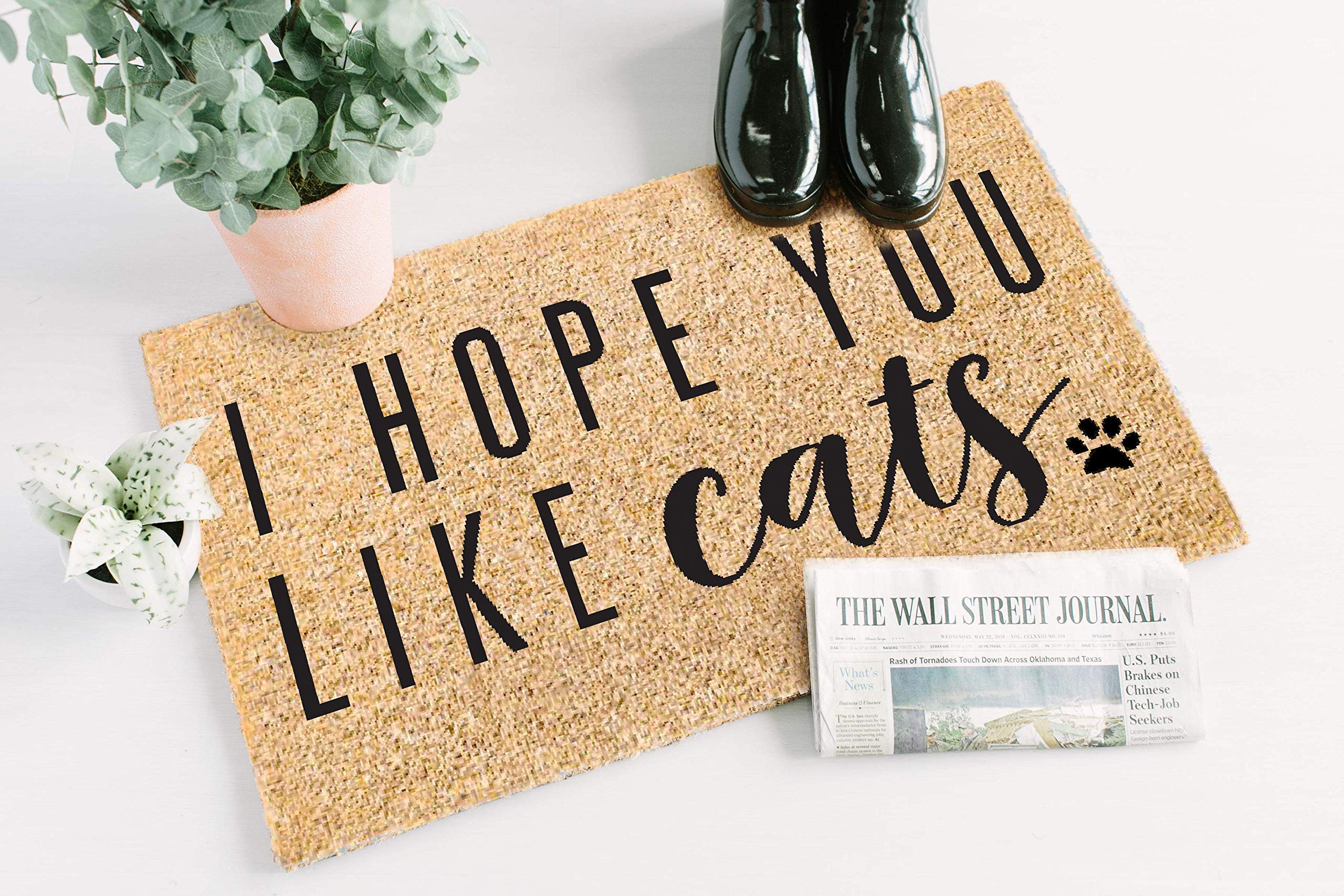 Printed Coir Doormat - Pets - Flocked (I Hope You Like Cats)