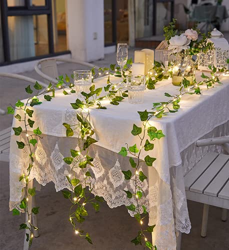 LED String Light Wedding Party Home Garden Bedroom Outdoor Indoor Wall Decorations(Green Leaf Rattan Copper Wire lamp) (32.8 Feet(Battery Models))