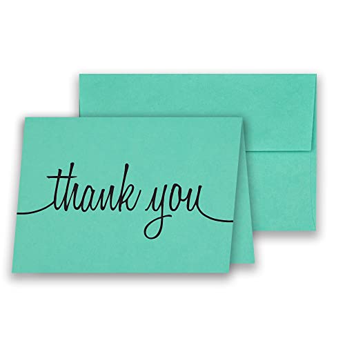 Thank You Note Cards & Envelopes - 25 cards and envelopes - Small Note Cards (Blue Raspberry (Aqua))