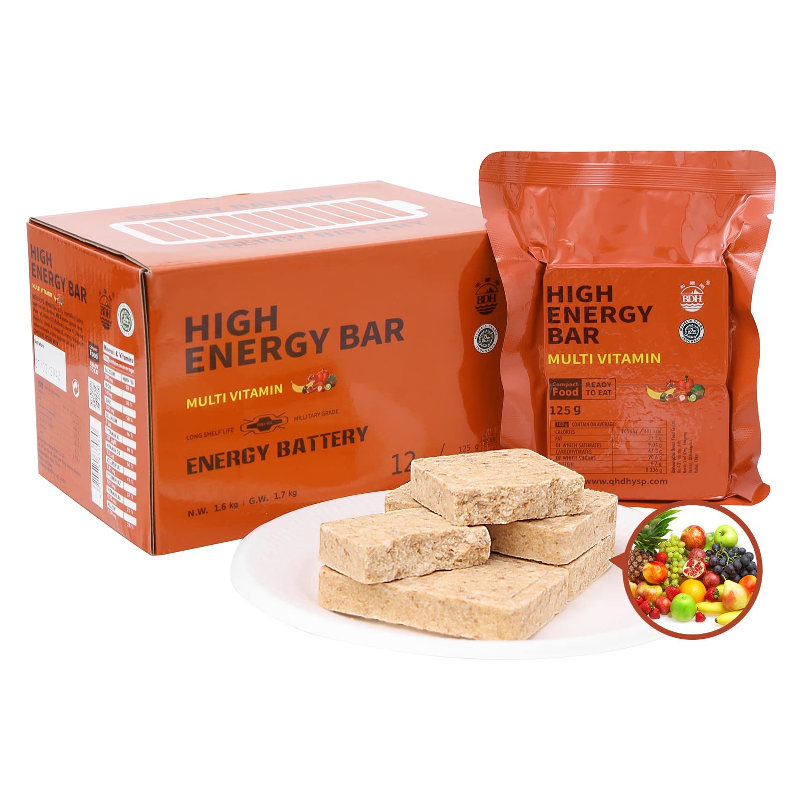 Emergency Food Ration Bars, Multi Vitamin Flavor Survival Tabs Supply for Outdoor Camping Emergency Snowstorm Earthquake Disaster Preparedness Kit With Long Self Life 12 Count,Multi Vitamins