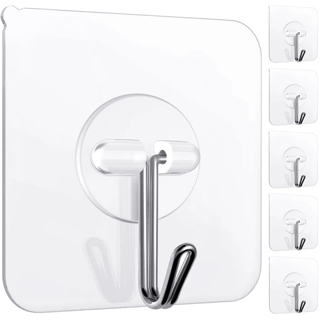 GOT 'EM Universal Adhesive Hooks Medium 6-Pack - Peel & Stick to Wall, Heavy Duty Holds 13 lbs of Towels, Coats, Picture, Plant. 90 Degree Adjust, Water Proof for Indoor/Outdoor, No Tools Needed