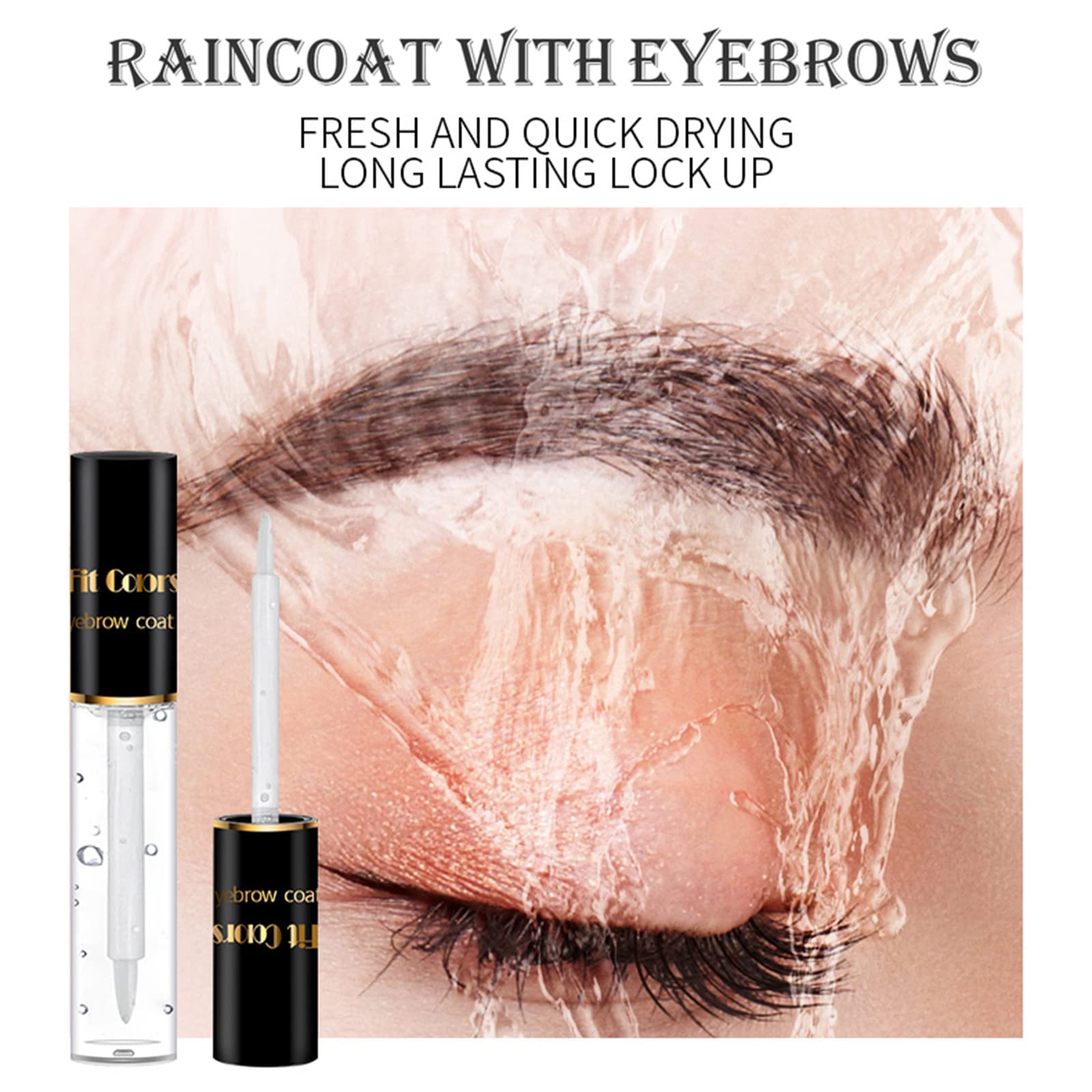 Brow Makeup Setting Gel, Long Lasting Waterproof Sweat-Proof Clear Eyebrow Makeup Raincoat for Feathered & Fluffy Brows, Up to 12 Hours, (Waterproof Gel)
