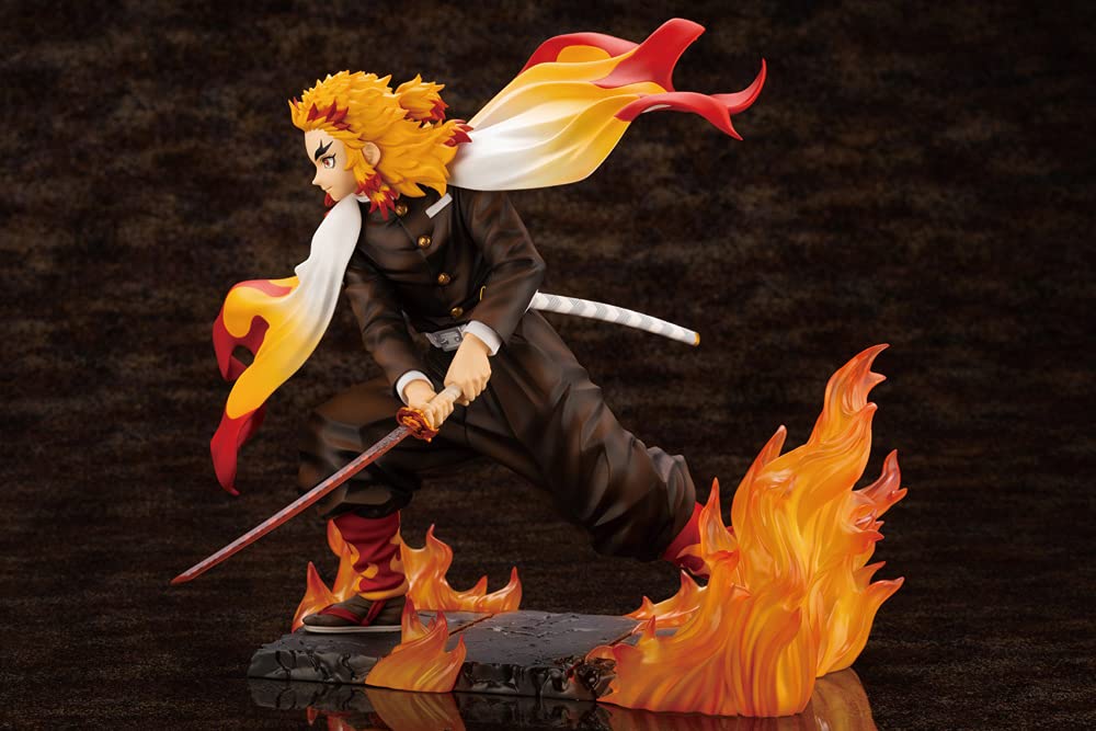 Kotobukiya Demon Slayer: Kimetsu no Yaiba: Kyojuro Rengoku ArtFX J Statue, Multicolor