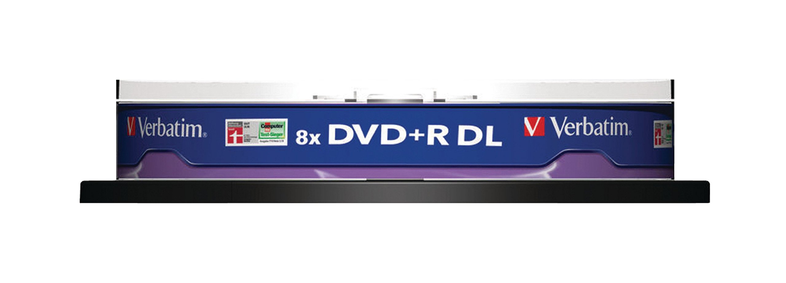 Verbatim 43666 8.5GB 8X Double Layer DVD+R Disc Spindle - Matt Silver (Pack of 10)
