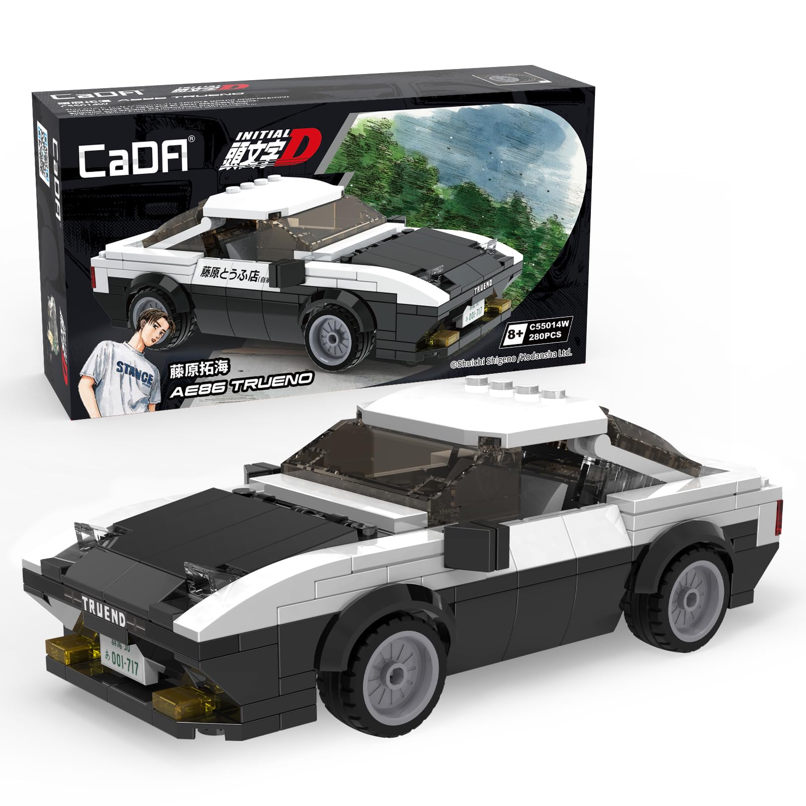 CaDA Initial D Toyota AE86 Car Building Sets, Genuine Authorized AE86 Trueno Replica Car Toy Building Blocks 280Pcs, Christmas Birthday Gifts for Fans and Kids Age 8+