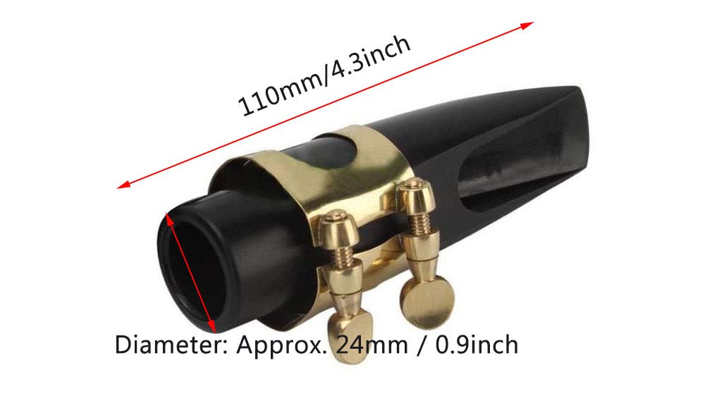 Jiayouy Tenor Sax Saxophone Mouthpiece with One Reed Golden Plated Ligature and Plastic Cap