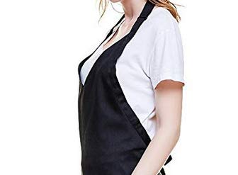 losofar Unisex Black Kitchen Chef V-neck Apron Adjustable Neck Straps Durable BBQ Cooking Works Aprons with Pockets (black)