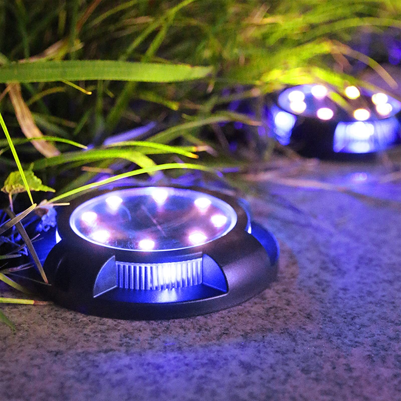 KOVOSCJ Solar Solar Underground Lights Outdoor Garden Lights Waterproof Home Garden Lawn Floor Lights Decorative Stair Step Night Lights Waterproof (Size : 4 Sided Blue 8 lamp White Light)