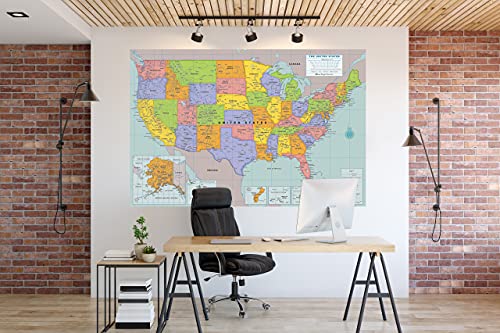 Extra-large USA Laminated Wall Map - 45'' high x 67'' wide