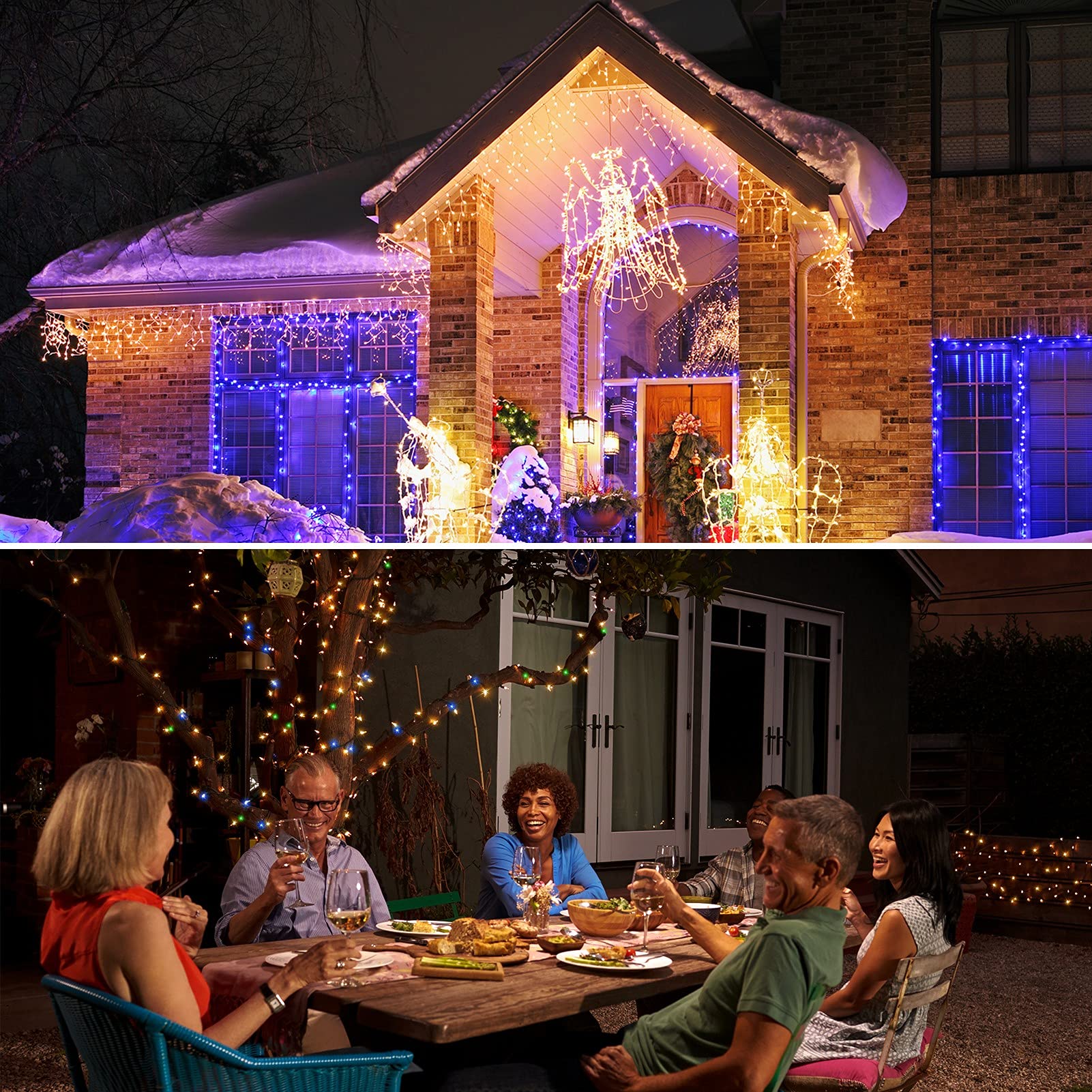 KPafory Solar String Lights Outdoor,2 Pack Waterproof Solar Fairy Lights 72FT 200LED 8 Modes Copper Wire Lights for Patio Yard Trees Christmas Wedding Banquet Garden Decorations,Warm White