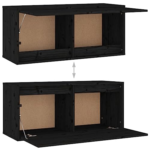 DYRJDJWIDHW Wall Cabinet Bookshelf for Bedroom,Shelves,Wood Bookcase,Suitable for Bedroom, Office, Living Room, Study,Black 31.5"x11.8"x13.8" Solid Wood Pine