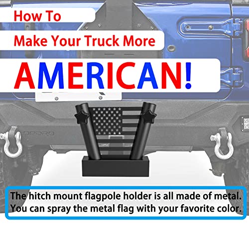 JUYEER Truck Flag Pole Mount Hitch Flag Pole Holder Heavy Duty Flag Pole Mount for Any Vehicle with Standard 2" Hitch Receiver, Hitch Flag Pole Mount for Pickup, Trucks, Trailer, SUV,Car etc