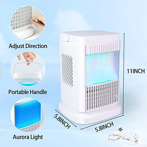 JOYENERGY Portable Air Conditioner Fan, Innovative Semiconductor Refrigeration, Personal Fan with 4 Wind Speeds, Desk Cooling Fan for Home, Travel and Office